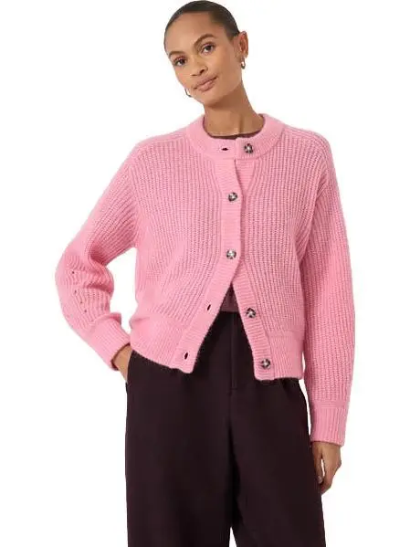 HUSH Raven Wool Blend Cardigan - Rose Pink