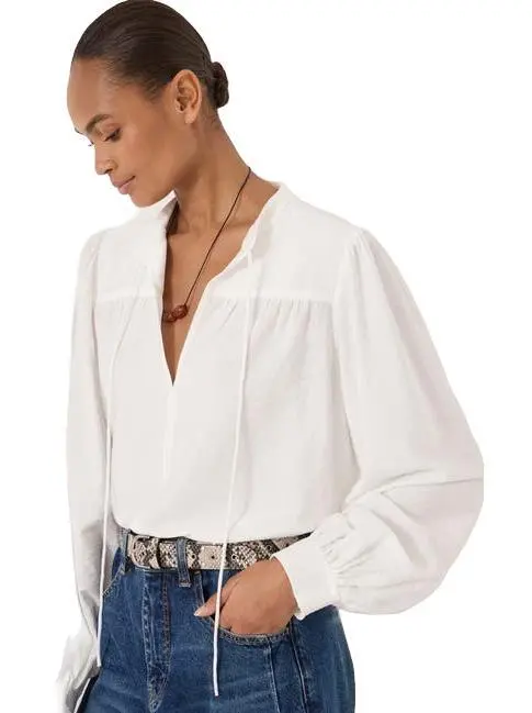 HUSH Harlow Tie-front Blouse - Ecru White