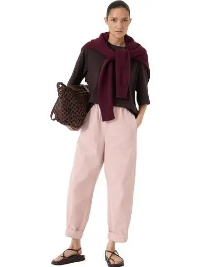 HUSH Barrel Leg Pull On Trousers - Pale Pink