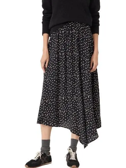 HUSH Cesca Polka Dot Asymmetric Skirt - Tiny Polka Dot Black