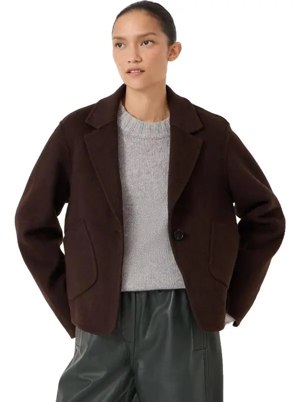 HUSH Mina Pure Wool Double-faced Blazer - Chocolate Brown