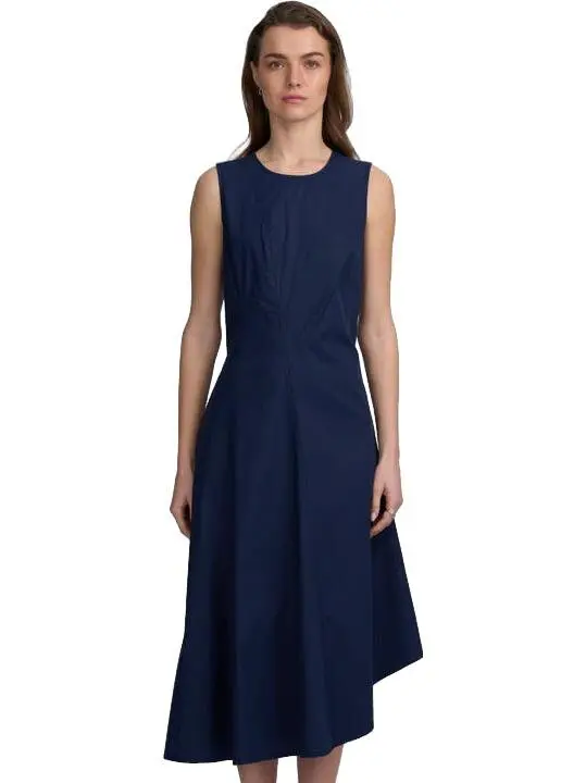 ELLE COLLECTION Asymmetrical Sleeveless Dress - Navy
