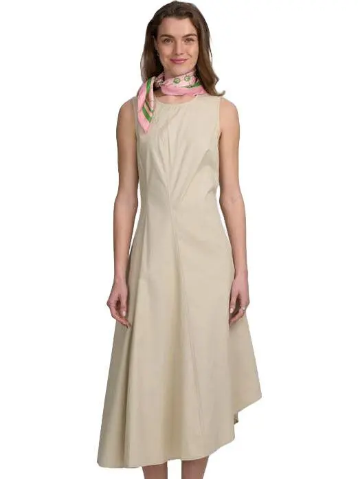 ELLE COLLECTION Asymmetrical Sleeveless Dress - Sand
