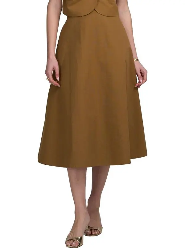 ELLE COLLECTION High-waist Midi Skirt - Gold