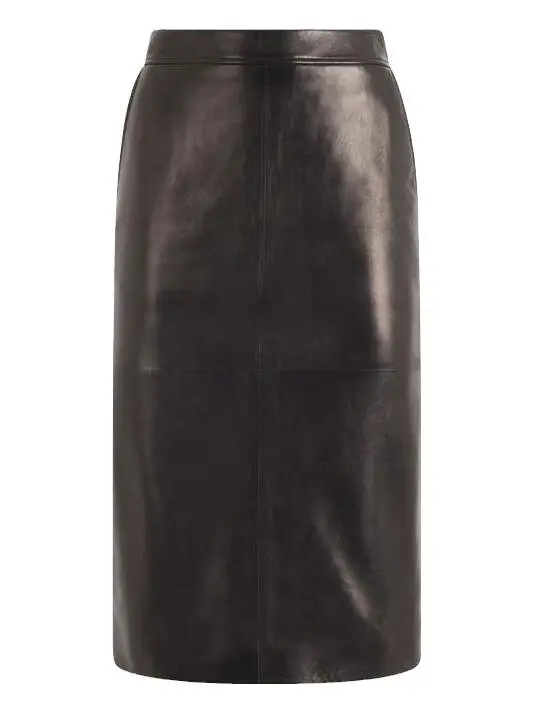 Bally Lamb Leather Midi Skirt - Black