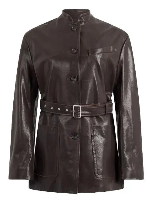 Bally Belted Lambskin Leather Jacket - Brown