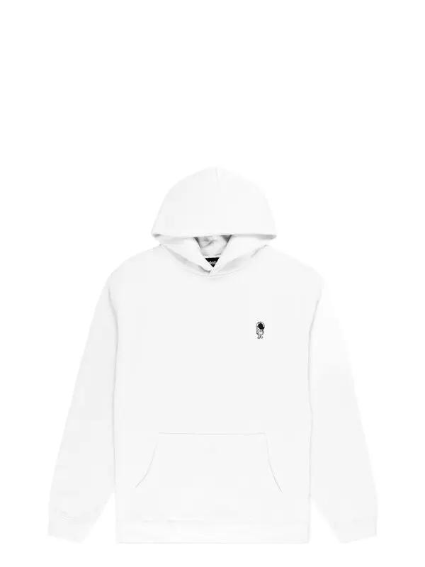 DALIX Astronaut Relaxed Midweight Fleece Pullover Hoodie - White