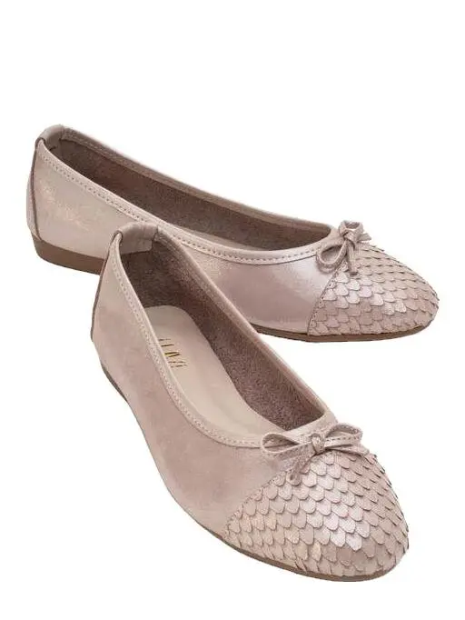 FOREVER & ALWAYS SHOES Copos Leather Ballet Flats - Dark Beige