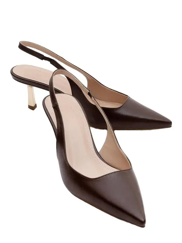 PROLOGUE SHOES Marten Slingback Pointed Toe Pumps - Brown