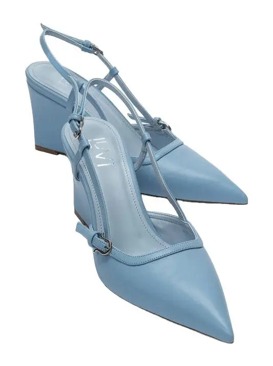 PROLOGUE SHOES Celia Pointed Toe Wedge Pump - Blue