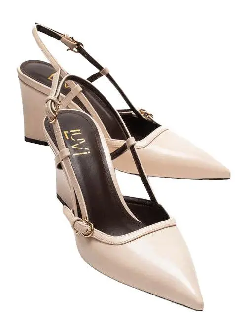 PROLOGUE SHOES Celia Pointed Toe Wedge Pump - Ecru