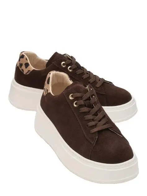 FOREVER & ALWAYS SHOES Paloma Leather Sneaker - Brown Suede