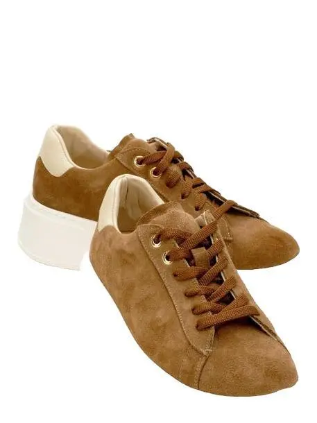 FOREVER & ALWAYS SHOES Paloma Leather Sneaker - Cognac Suede