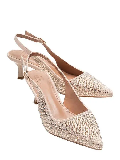 PROLOGUE SHOES Thea Slingback Pointed Toe Pump - Nude