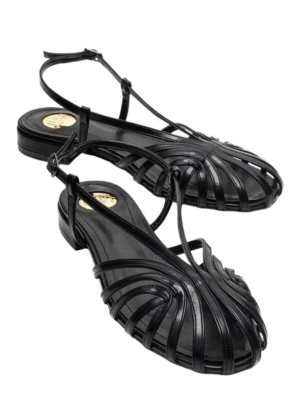 PROLOGUE SHOES Liss Metallic Strap Sandal - Black