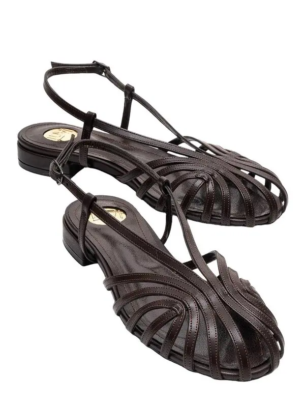 PROLOGUE SHOES Liss Metallic Strap Sandal - Brown