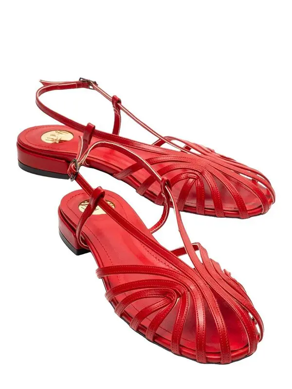PROLOGUE SHOES Liss Metallic Strap Sandal - Red