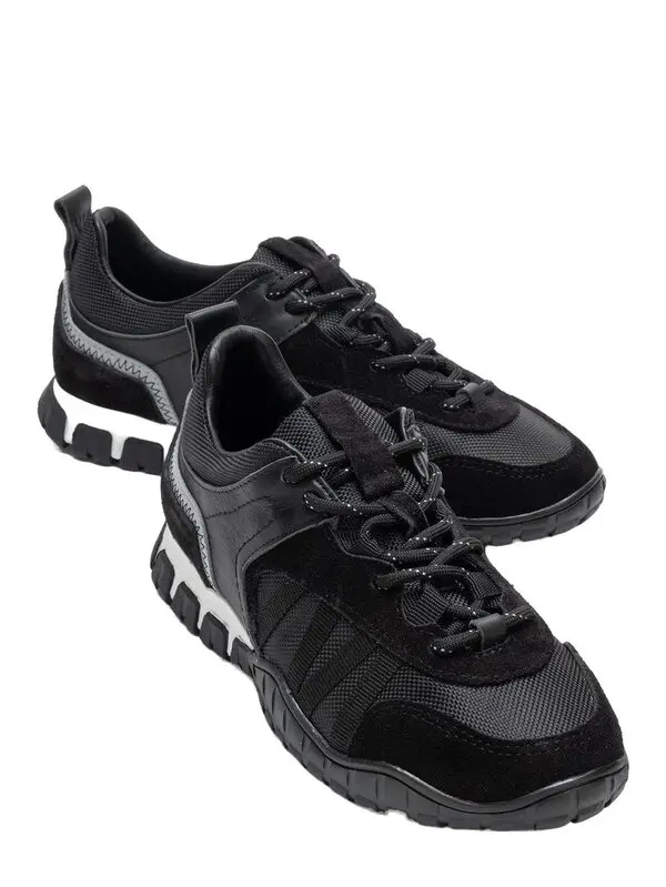 FOREVER & ALWAYS SHOES Fiera Leather And Mesh Sneakers - Black