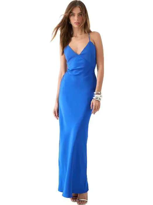 MISSPAP Bust Panel Maxi Bridesmaid Dress - Cobalt