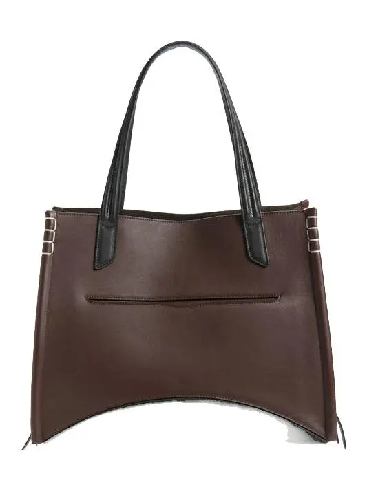 JW Anderson Loafer Leather Tote - Burgundy/black