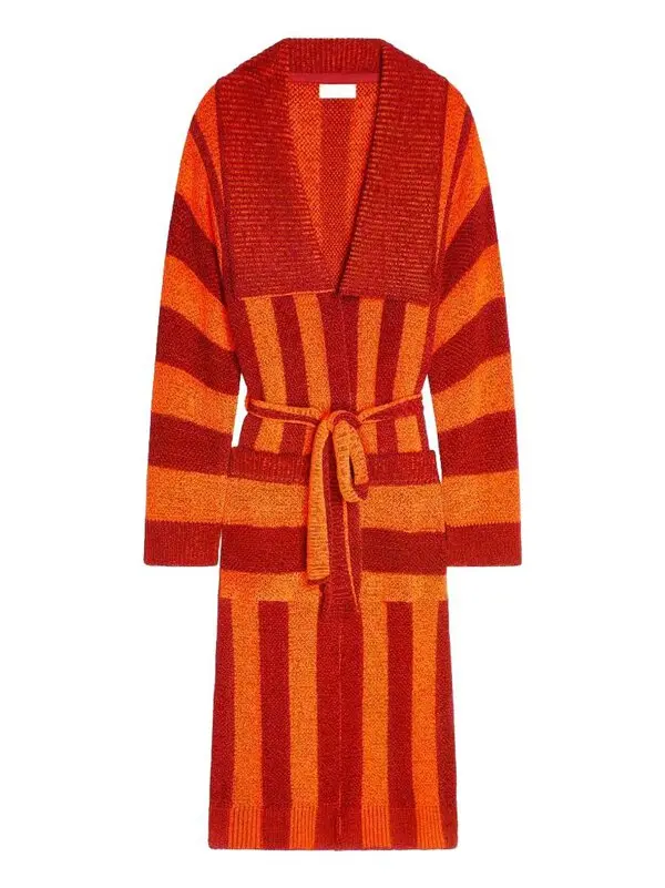 Dries Van Noten Striped Belted Cardigan - Red