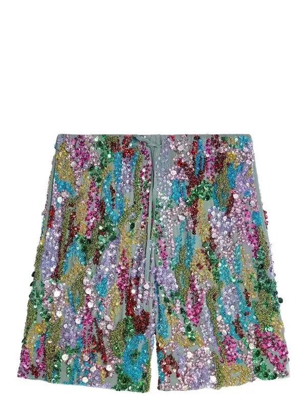 Dries Van Noten Sequin-embellished Shorts - Blue