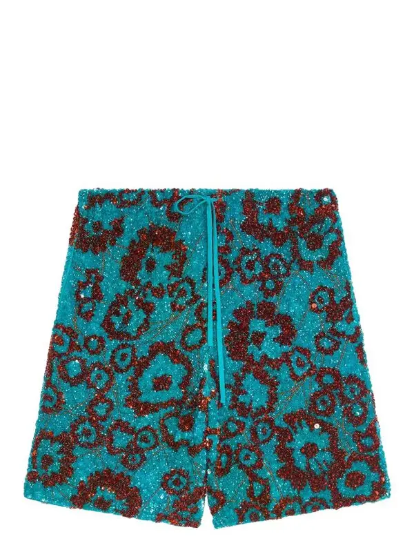 Dries Van Noten Sequin-embellished Shorts - Blue