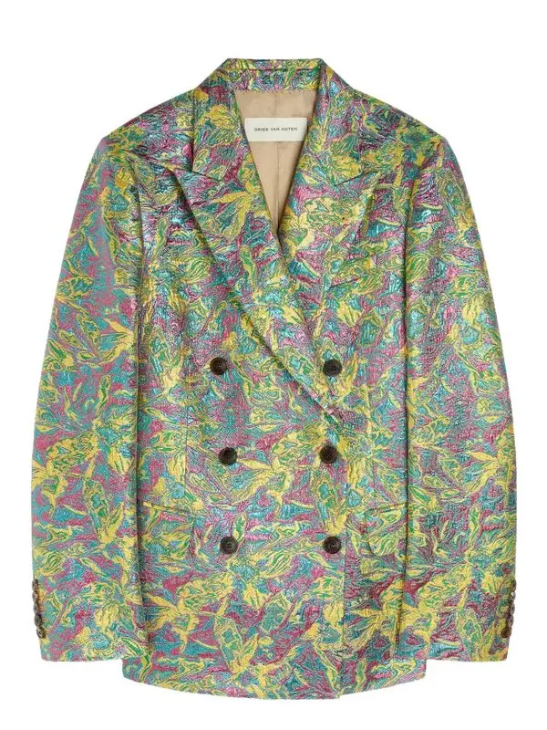 Dries Van Noten Jacquard Double-breasted Blazer - Yellow