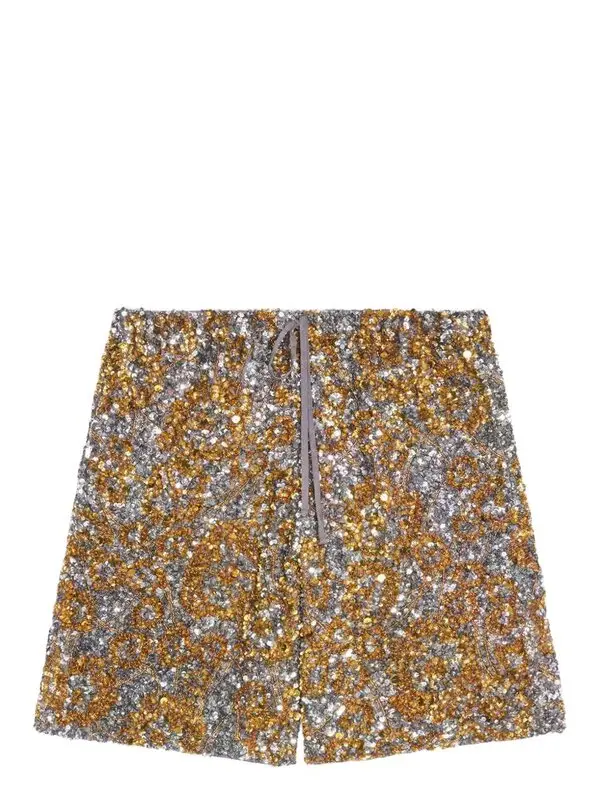 Dries Van Noten Sequin-embellished Shorts - Gold