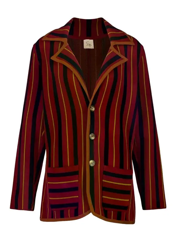 PAULA Striped Blazer - Red