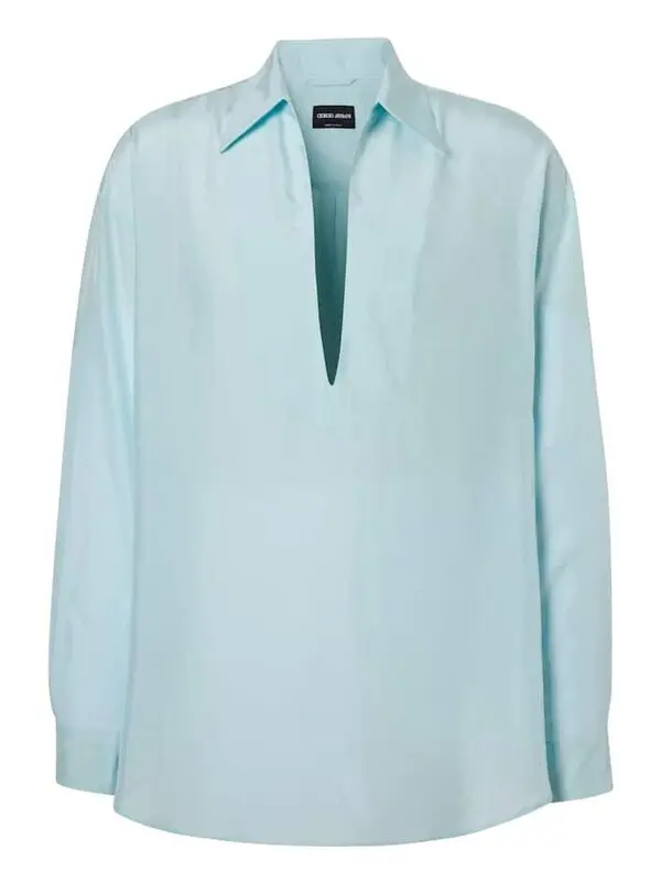 Giorgio Armani Silk Shirt - Blue