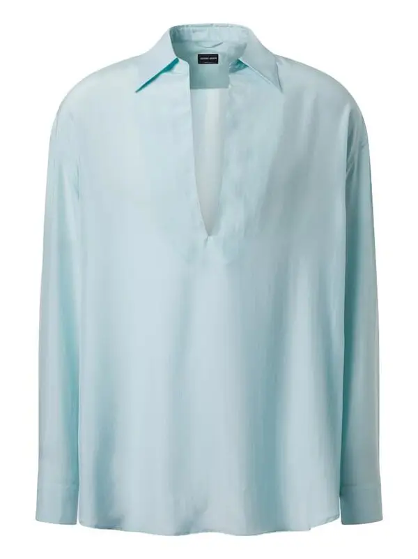 Giorgio Armani Silk Shirt - Blue