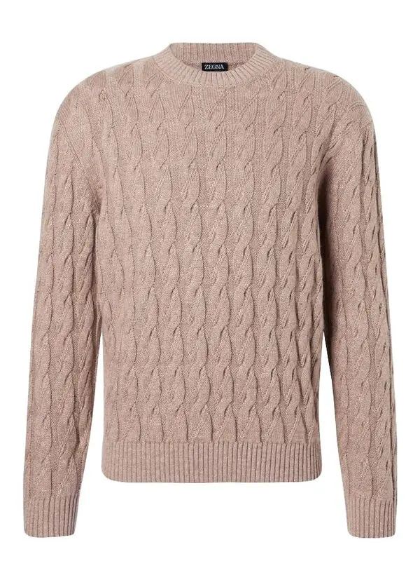 Zegna Cable-knit Linen, Cashmere, And Silk Sweater - Beige