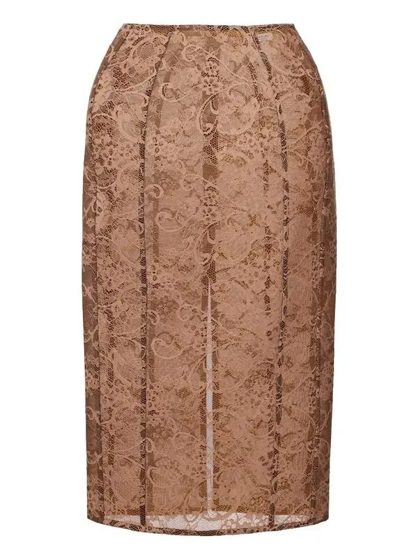 Acne Studios Floral Lace Midi Skirt - Brown