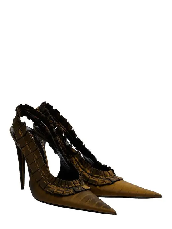 Saint Laurent Madeleine Taffeta Slingback Pumps - Green