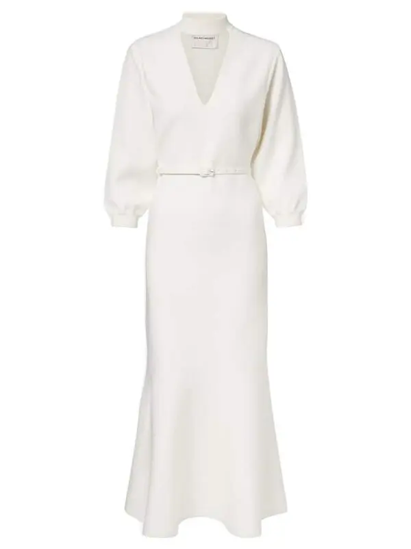 Roland Mouret Knitted Belted Midi Dress With Cut Out - White