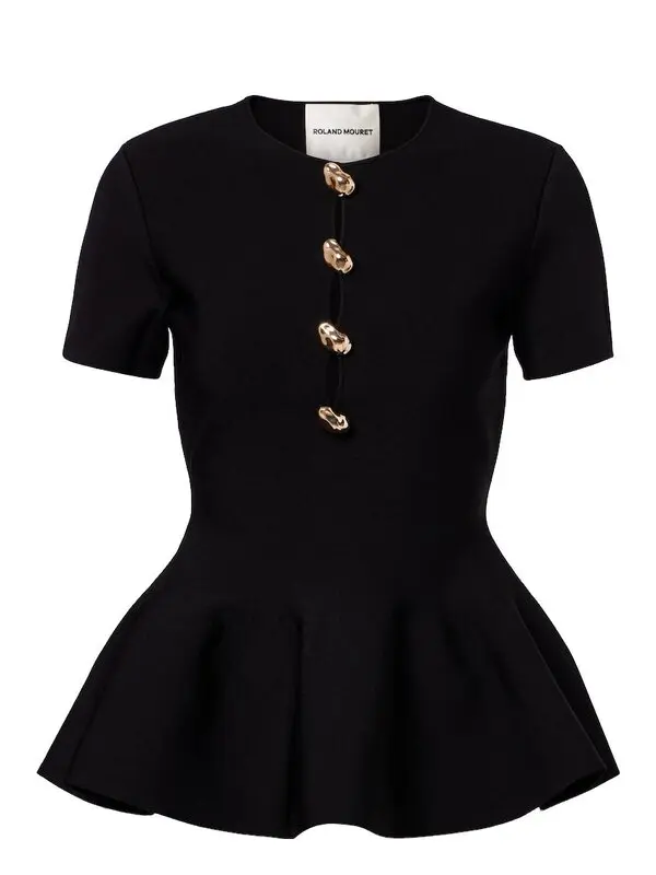 Roland Mouret Embellished Peplum Top - Black