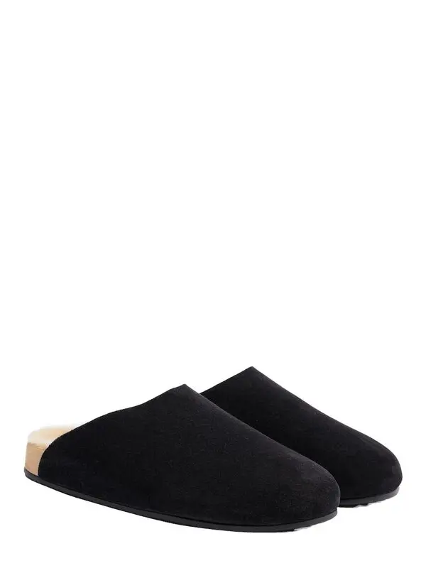 THE ROW Hudson Two Suede Mules - Black