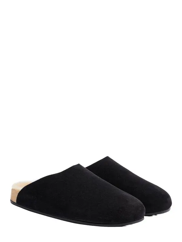 THE ROW Hudson Two Suede Mules - Black