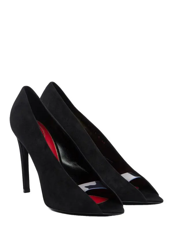 Valentino Garavani Suede Peep-toe Pumps - Black