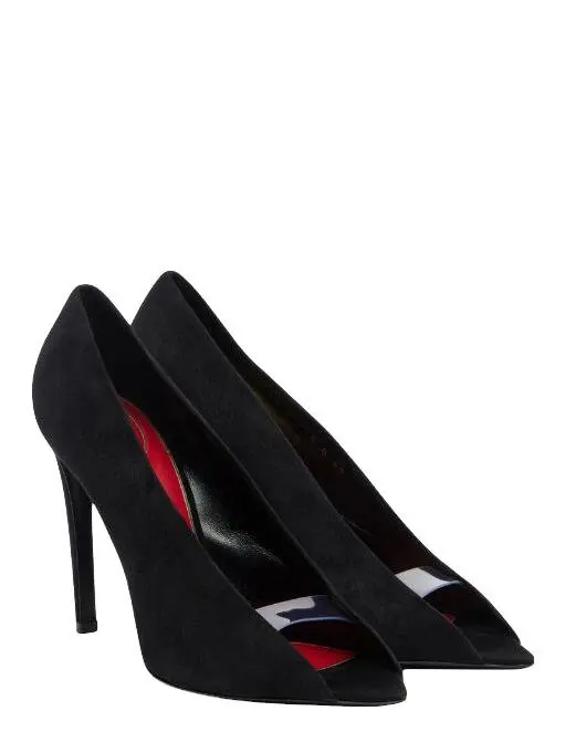 Valentino Garavani Révélé Suede Peep-toe Pumps - Midnight Suede
