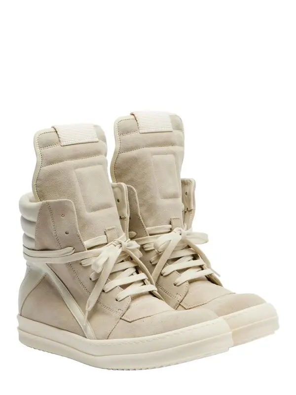 Rick Owens Temple Geobasket Suede High-top Sneakers - Grey