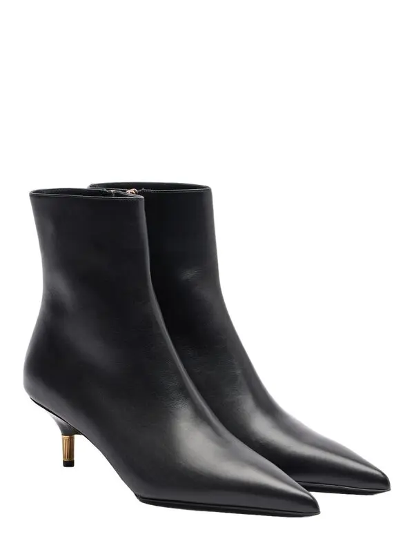 Khaite Bella Leather Ankle Boots - Black