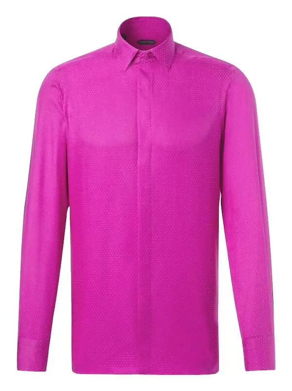 TOM FORD Perforated Silk Twill Shirt - Pink