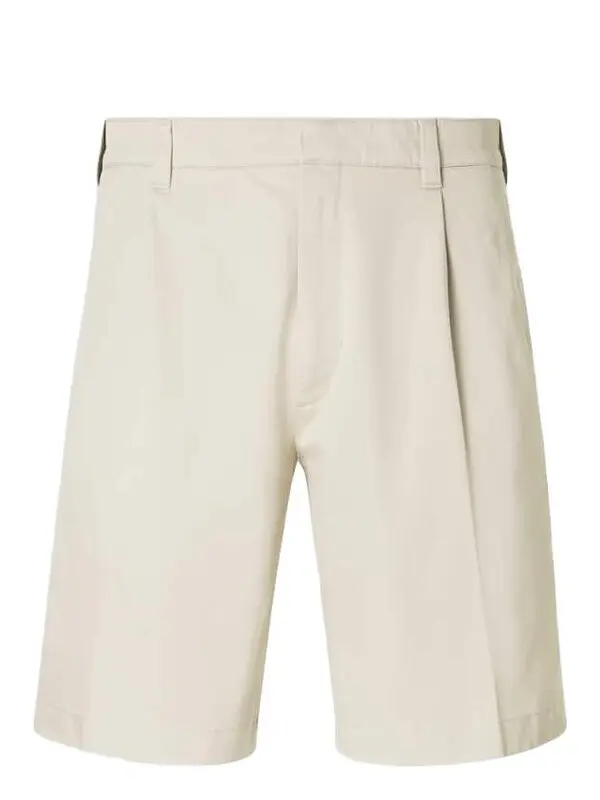 Prada Pleated Cotton Bermuda Shorts - Beige