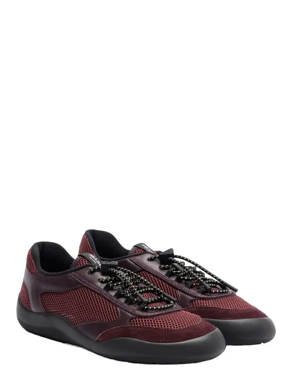 Prada Speedrock Leather-trimmed Sneakers - Burgundy