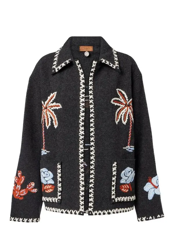 Alanui Virgin Wool Embroidered Jacket - Grey