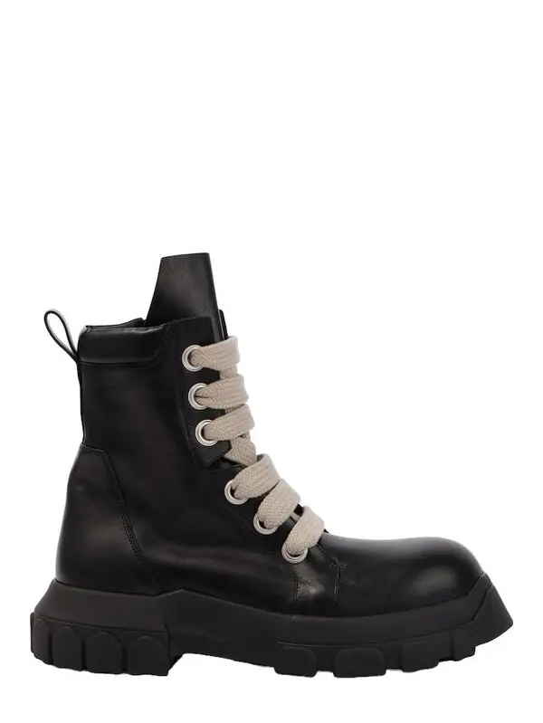 Rick Owens Jumbolace Army Leather Combat Boots - Black
