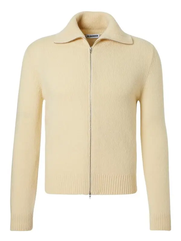 JIL SANDER Wool-blend Zip-up Sweater - Yellow