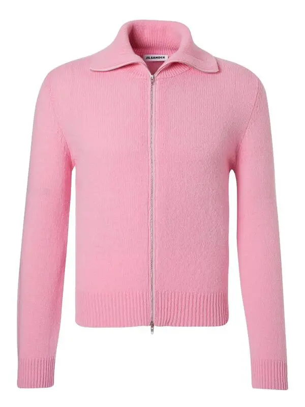 JIL SANDER Wool-blend Zip-up Sweater - Pink